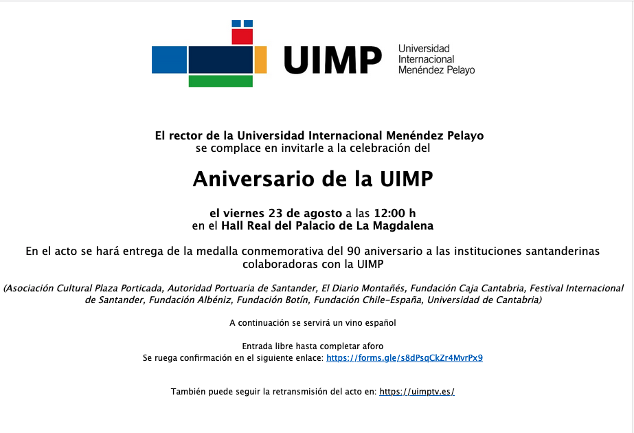 Celebración del aniversario de la UIMP - Santander Creativa