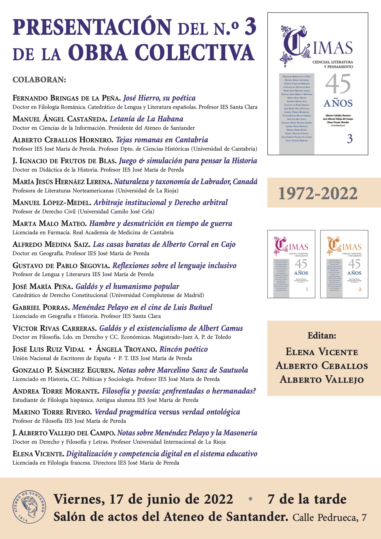 Presentación del nº 3 de la revista CIMAS - Santander Creativa